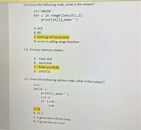 Solved 10 Given The Following Code What Is The Output