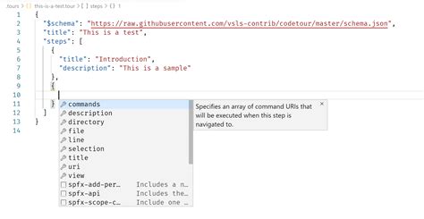 auto complete in json file · issue 100 · microsoft codetour · github