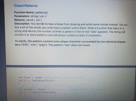 Solved Count Patterns Function Name Patterns Parameters