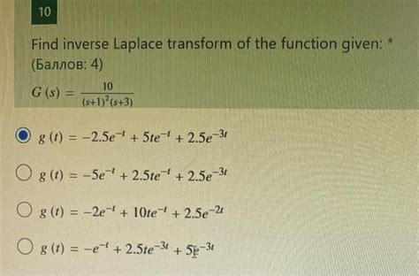 solved 10 find inverse laplace transform of the function