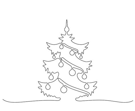 Premium Vector Christmas Pine Fir Tree Continuous Drawing In One Line