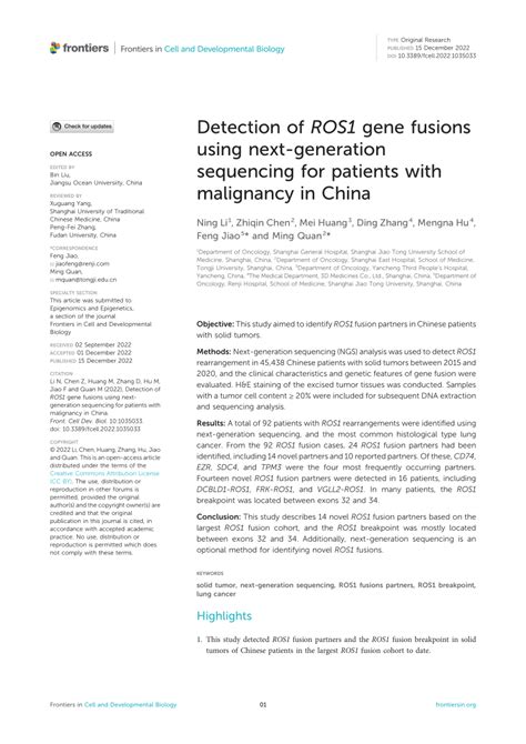 Pdf Detection Of Ros1 Gene Fusions Using Next Generation Sequencing