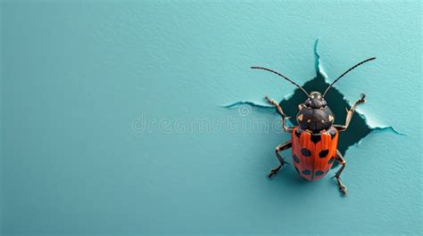 Cute Assassin Bug Peeking Through A Hole Stock Illustration