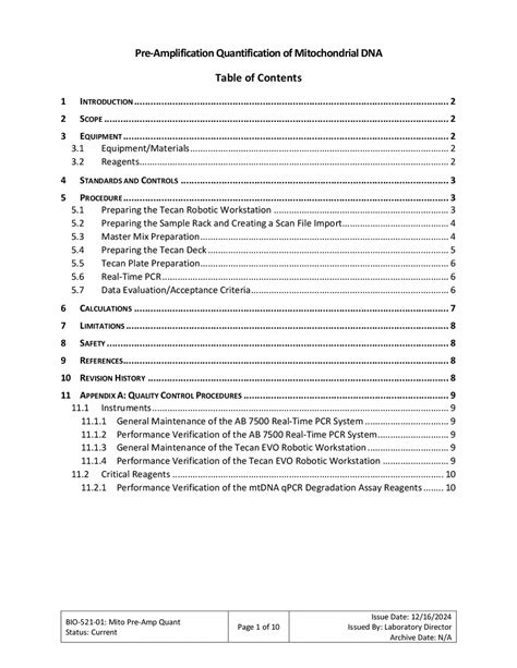 Bio 521 01 Pre Amplification Quantification Of Mitochondrial Dnapdf — Fbi Lab Vault