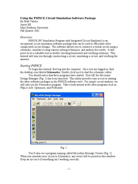 Pdf Using The Pspice Circuit Simulation Software Package Dokumentips