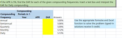 Solved If The Apr Is 596 Find The Ear For Each Of The Given