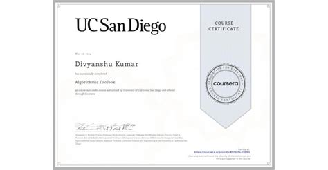 Divyanshu Kumar On Linkedin Completion Certificate For Algorithmic Toolbox
