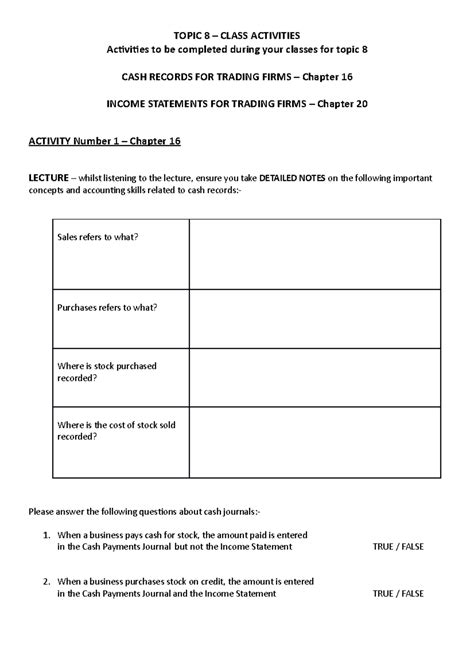 Topic 8 Activities To Do During Class Topic 8 Class Activities