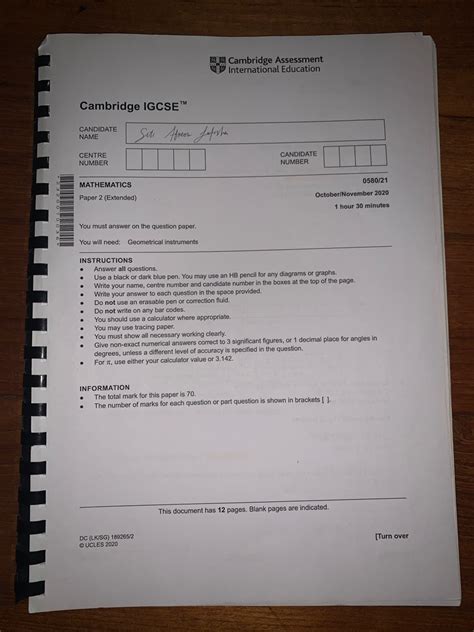 MATHEMATICS Cambridge IGCSE Past Paper Hobbies Toys Books Magazines Textbooks On Carousell
