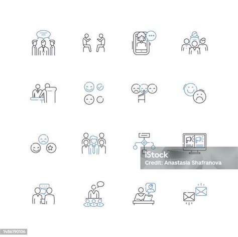 상담 회의 회선 아이콘 모음입니다 전략 지침 계획 토론 피드백 솔루션 통찰력 벡터 및 선형 그림 협업 평가 분석 개요 표지판 세트 Contingency Plan에 대한 스톡
