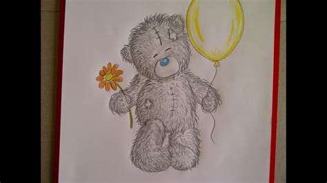 Рисуем мишку Тедди с шариком и цветком Уроки рисования Просто Youtube