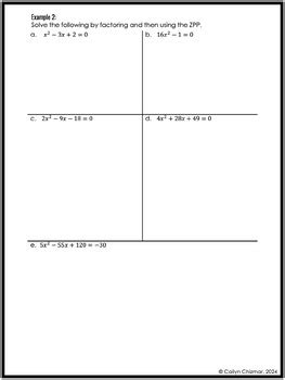 Solving Quadratic Equations By Factoring And ZPP Guided Notes TPT
