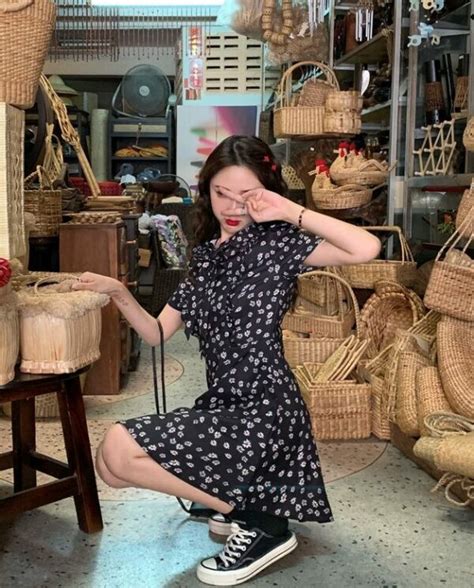 Black Floral Printed Mini Dress Hyuna Fashion Chingu