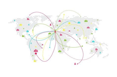 글로벌 네트워크 연결 개념입니다 빅 데이터 시각화 글로벌 컴퓨터 네트워크에서 소셜 네트워크 통신 인터넷 기술 사업 과학 벡터 일러스트 레이 션 프리미엄 벡터