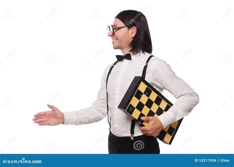 Nerd Chess Player Isolated On White Stock Photo Image Of Black Decision 53217934