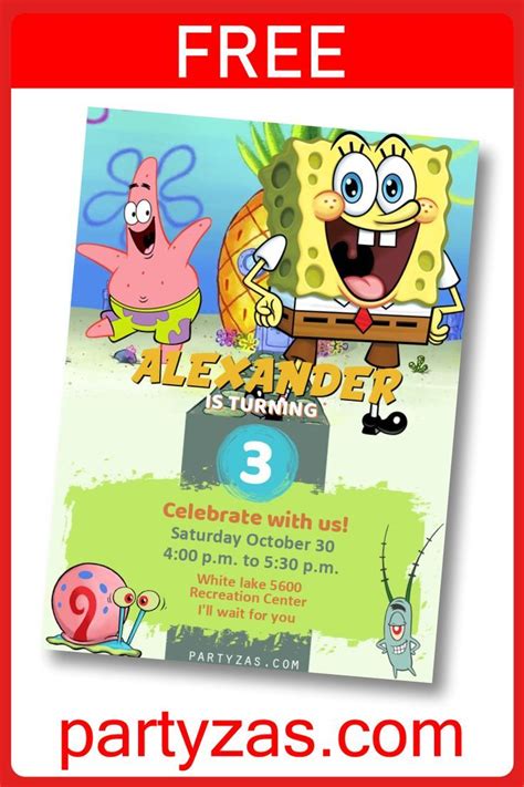 Sponge Bob Video Invitation Spongebob Birthday Invitation Sponge Bob Birthday Party Spongebob