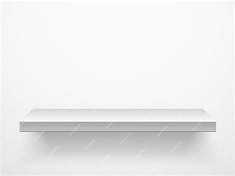 현실적인 흰색 선반 가정 또는 사무실 가구 빈 책장 벽에 매달려 현대적인 물건 전시 스탠드 그림자 격리 된 선반 전면 보기 벡터