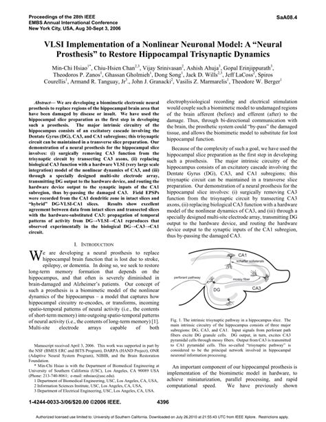Pdf Vlsi Implementation Of A Nonlinear Neuronal Model A Neural