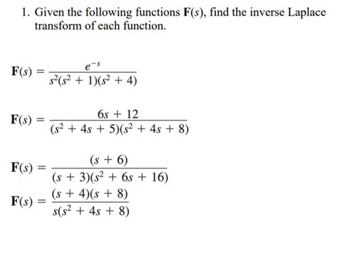 solved 1 given the following functions f s find the