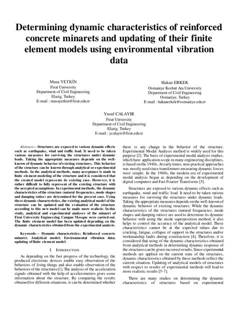 Pdf Determining Dynamic Characteristics Of Reinforced Concrete