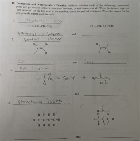 Solved D Isomerism And Nomenclature Practice Indicate