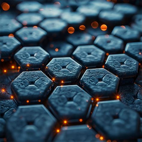 Hexagonal Geometric Pattern With Light Nodes Premium Ai Generated Image