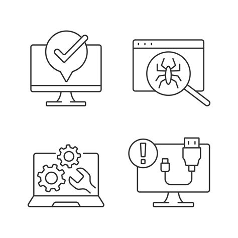 Computer Diagnostics Linear Icons Set Vector Art At Vecteezy