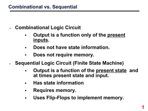 Dld Combinational Vs Sequential Circuits Ppt Free Download