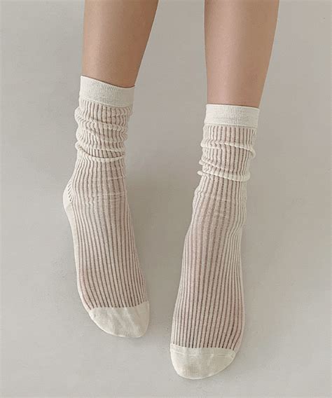 [당일출고] 썸머 시스루 양말 스타킹 무압박 돌돌이 여름 샌들 메리제인 삭스 골지 장목 중목 면 흰 블랙 Sc014 에이블리