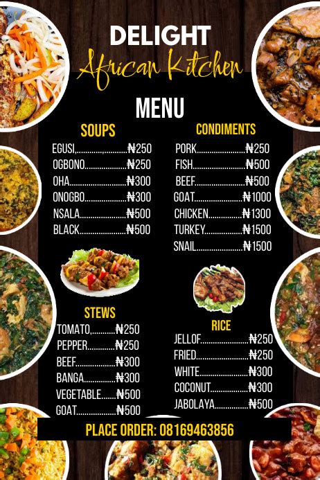 African Kitchen Menu Design Template By Musthavemenus