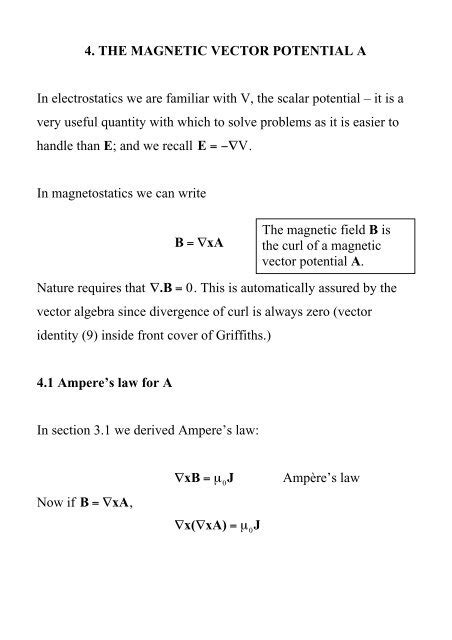 4 The Magnetic Vector Potential A In Electrostatics Intalek