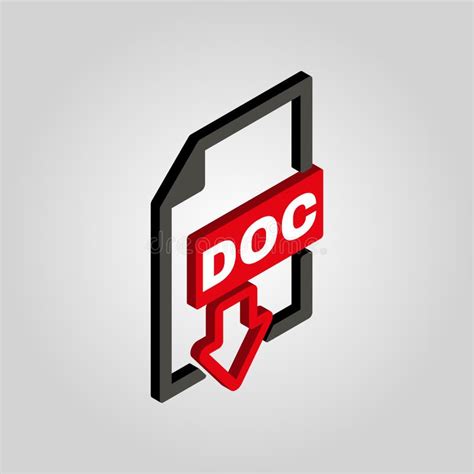 The DOC Icon D Isometric Text File Format Symbol Stock Vector Illustration Of Icon Color
