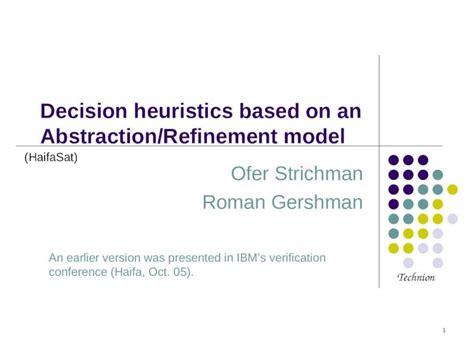 ppt 1 decision heuristics based on an abstraction refinement model