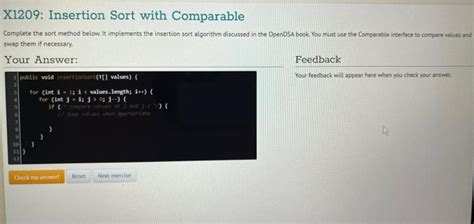 Solved X1209 Insertion Sort With Comparable Swap Them If