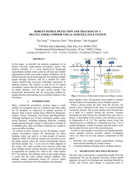 Pdf Robust People Detection And Tracking In A Multi Camera Indoor