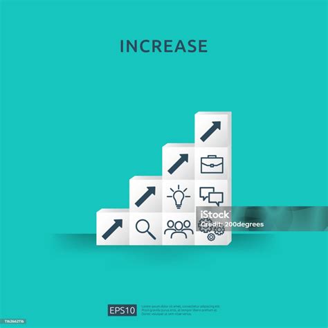 스태킹 블록으로 성장 비즈니스 가 개념을 증가시고 있습니다 성공 프로세스 상승 소득 급여 율 투자 Roi에 대한 수익의 금융 성과에 대한 화살표 업 벡터 그림과 단계 계단