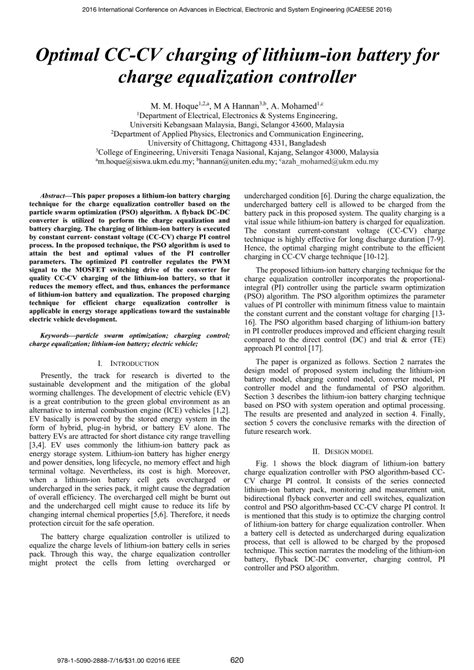Pdf Optimal Cc Cv Charging Of Lithium Ion Battery For Charge Equalization Controller