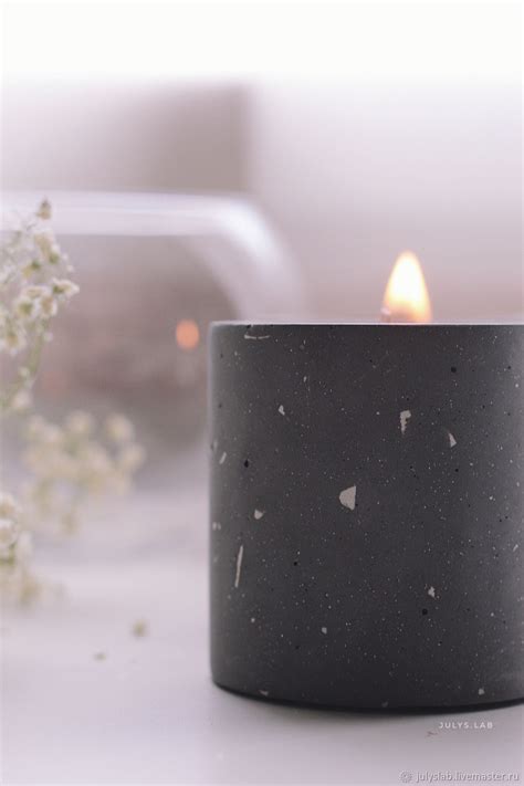 Соевая свеча в бетоне Терраццо Космос с древесным фителем в интернет магазине на Ярмарке