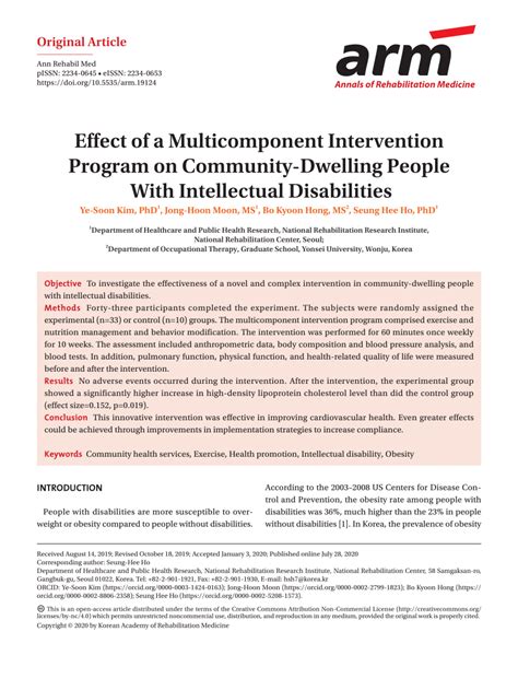 Pdf Effect Of A Multicomponent Intervention Program On Community