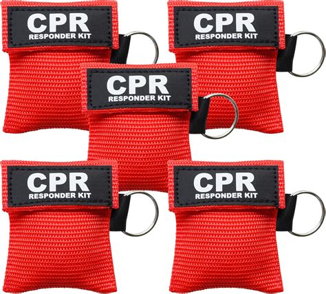 Aoutacc 5pcs Cpr Mask And Pvc Disposable Gloves For Pocket Or Key Chain Cpr Emergency Face