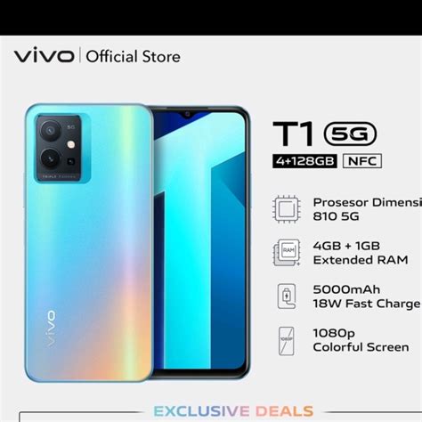 Vivo T1 5G Online (8 GB RAM, 128 GB ROM, Starlight Black), 54% OFF