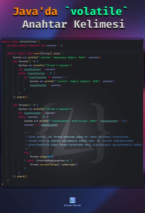 Javada `volatile` Anahtar Kelimesi Değişkenlerin Birden Fazla Iş