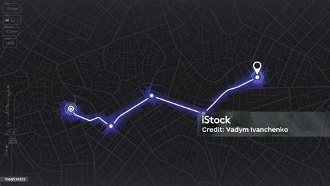 위치는 대시보드를 추적합니다 도시 거리 도로 도시 거리 및 블록 경로 거리 데이터 경로 회전 및 목적지 태그 또는 표시 거대한 도시 평면도 개념에 대한 스톡 벡터 아트 및