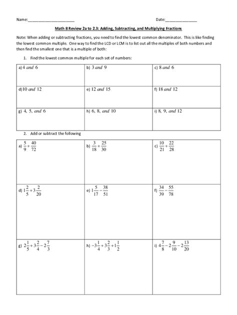 Fillable Online How To Add Subtract Multiply And Divide Fractions Fax Email Print PdfFiller