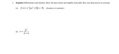 Solved 1 8 Points Differentiate Each Function Show All