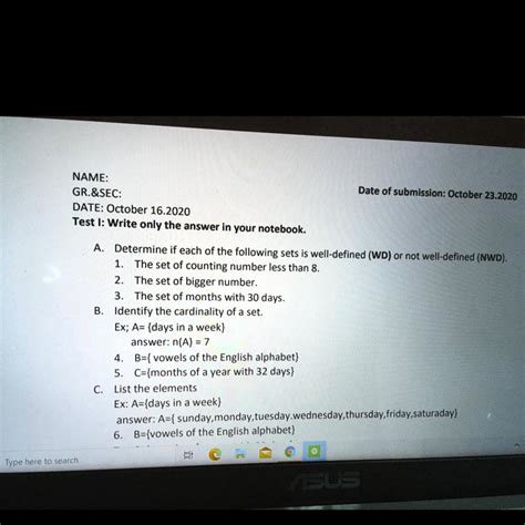solved test i write only the answer in a determine if each of the