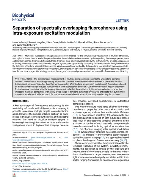 Pdf Separation Of Spectrally Overlapping Fluorophores Using Intra