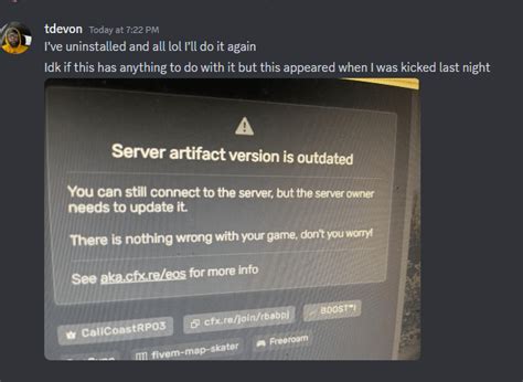 Server Artifact Version Is Outdated Help Rfivemservers