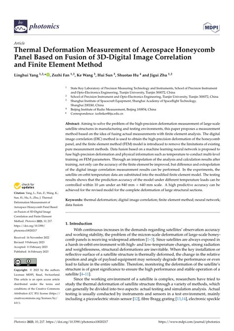 Pdf Thermal Deformation Measurement Of Aerospace Honeycomb Panel