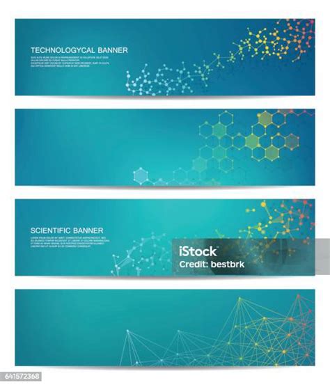 현대 과학적인 배너의 집합입니다 분자 구조 Dna 그리고 신경입니다 추상적인 배경입니다 의학 과학 기술 비즈니스 웹사이트 템플릿